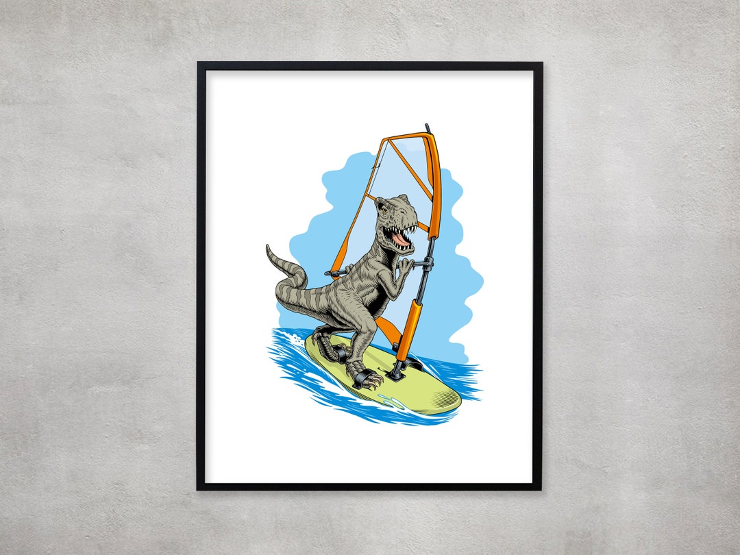 Ocean Sport Print Dinosaurio Windsurf Custom Water Sport Poster Gift T ...
