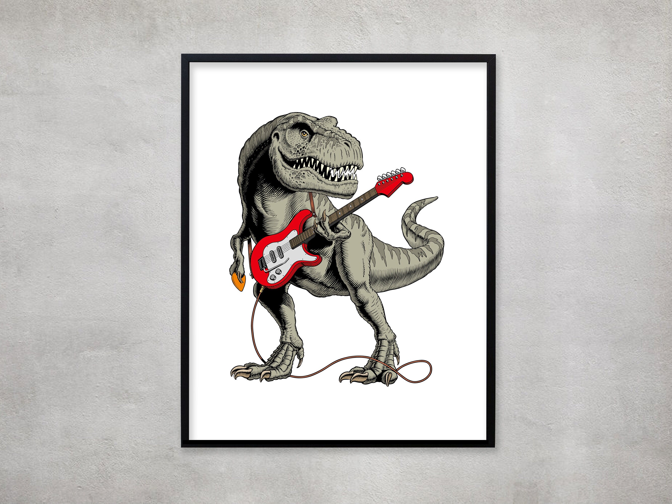 Hyper Dinosaur Music Theme Posters Set of 2 Dinosaurs Playing Drum ...