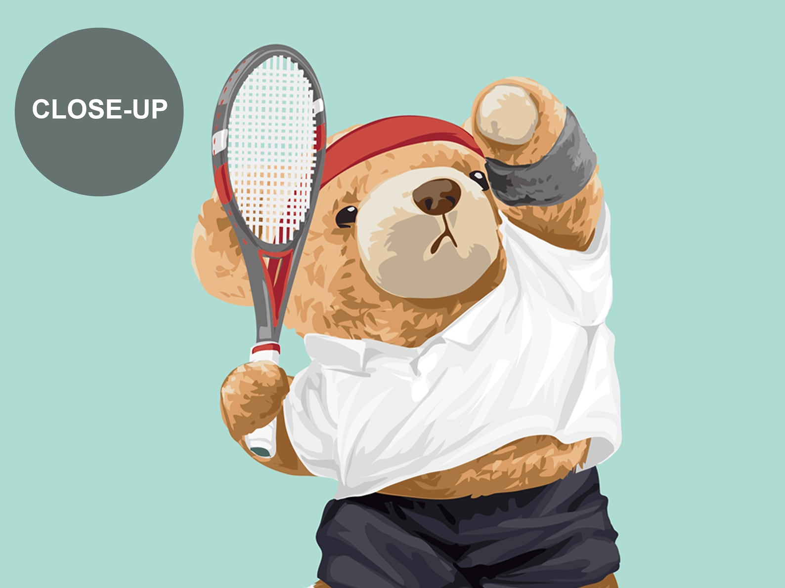 Tennis Sport Print Bear Boy Playing Tennis Sport Poster Gift Boy Room ...
