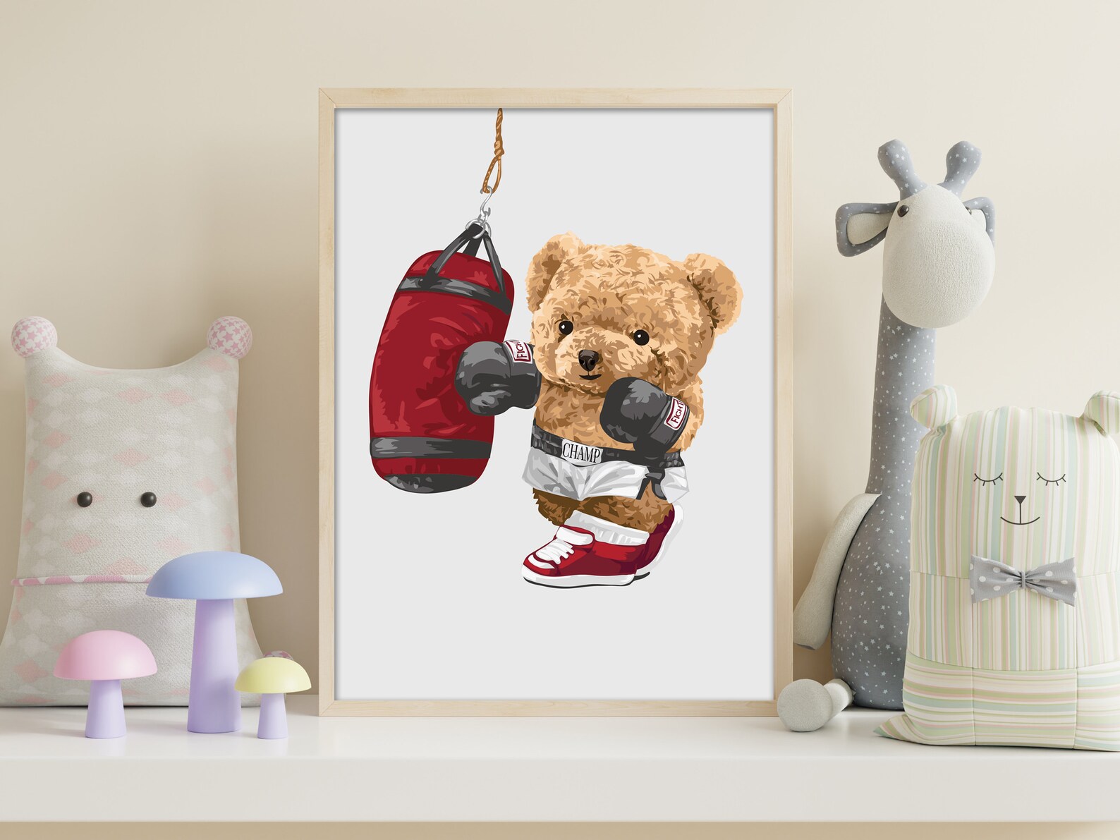 Boxing Print Teddy Paddington Bear Boxing Sport Print Custom Boxing ...