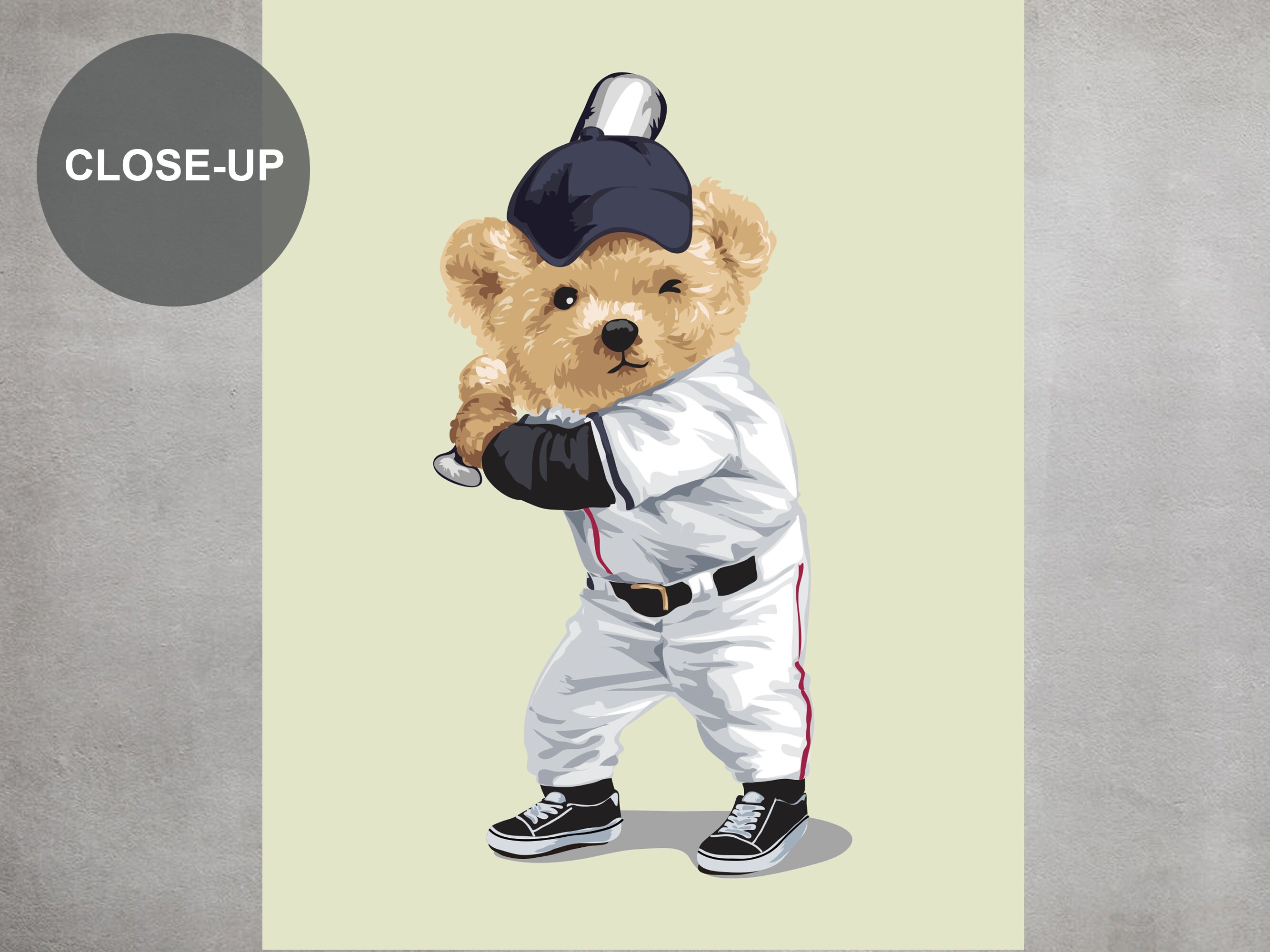 Baseball Sport Poster Cute Bear Playing Baseball Print Kid Room Decor ...