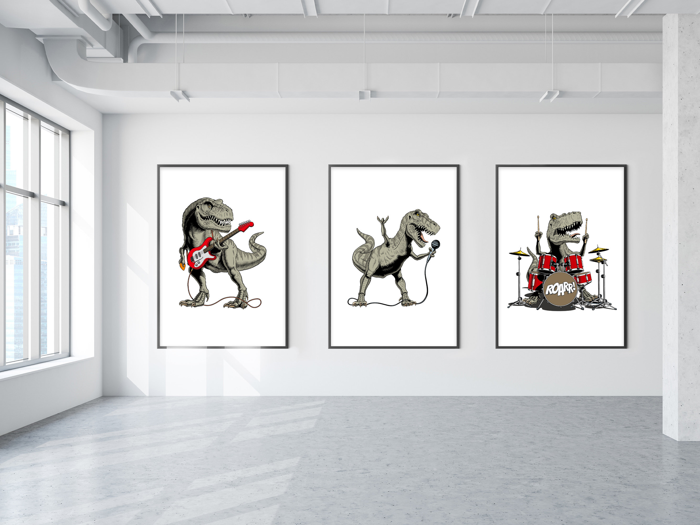 Rock Music Posters Dinosaur Extinct Band Music Prints Dinosaur Gift for ...