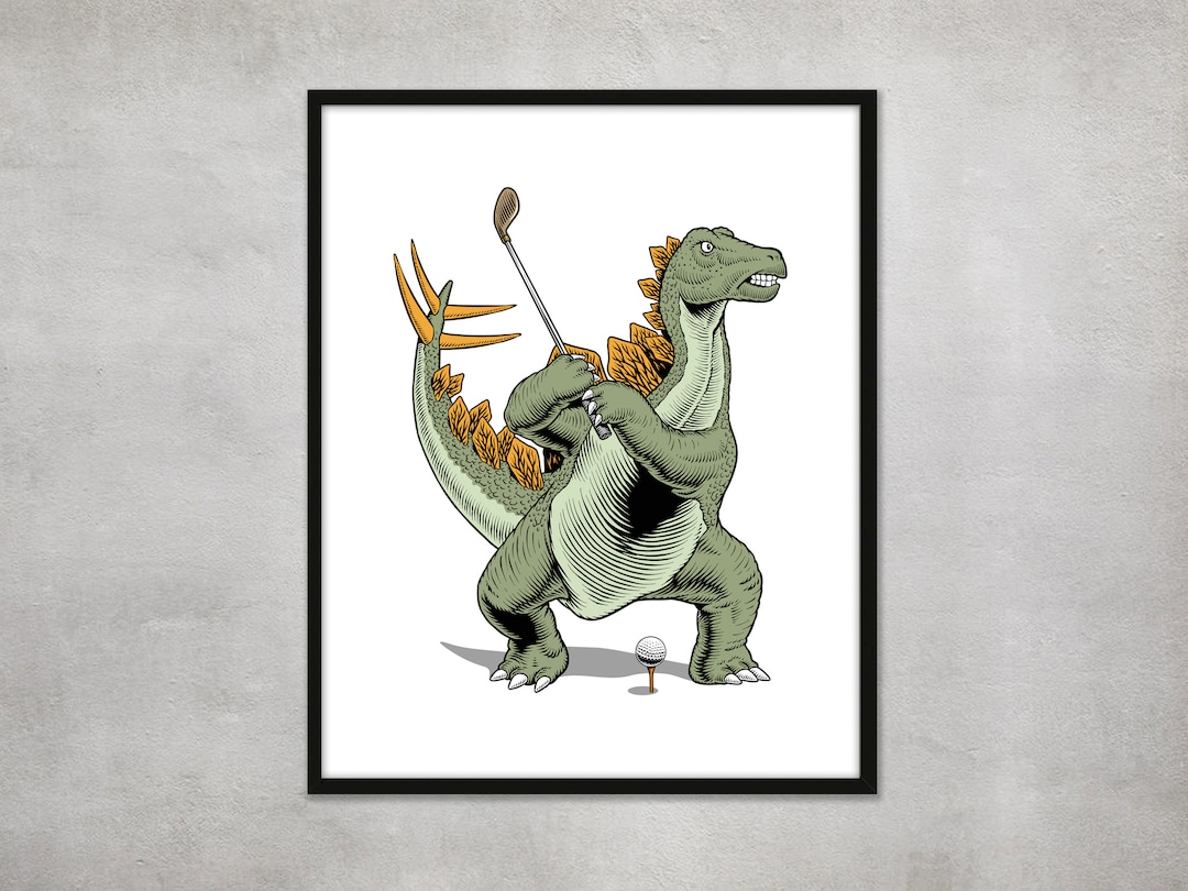 Golf Print Dinosaur Playing Golf Sport Poster Gift Custom Golf Sport ...