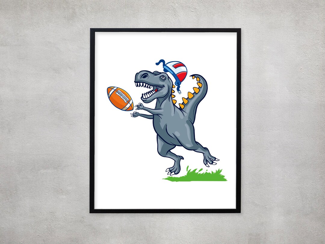 Gift for Sport Lover Dinosaur Playing American Football Print Nursery ...