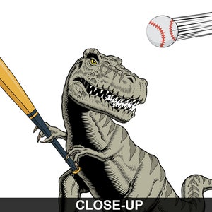Gift for Baseball Lover: Custom Dinosaur Playing Baseball Print ...