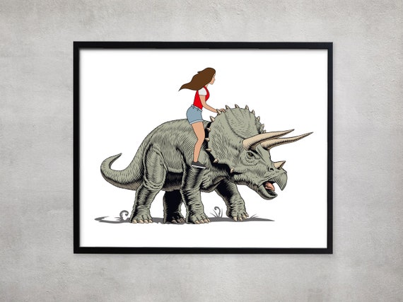 Girl Riding Dinosaur