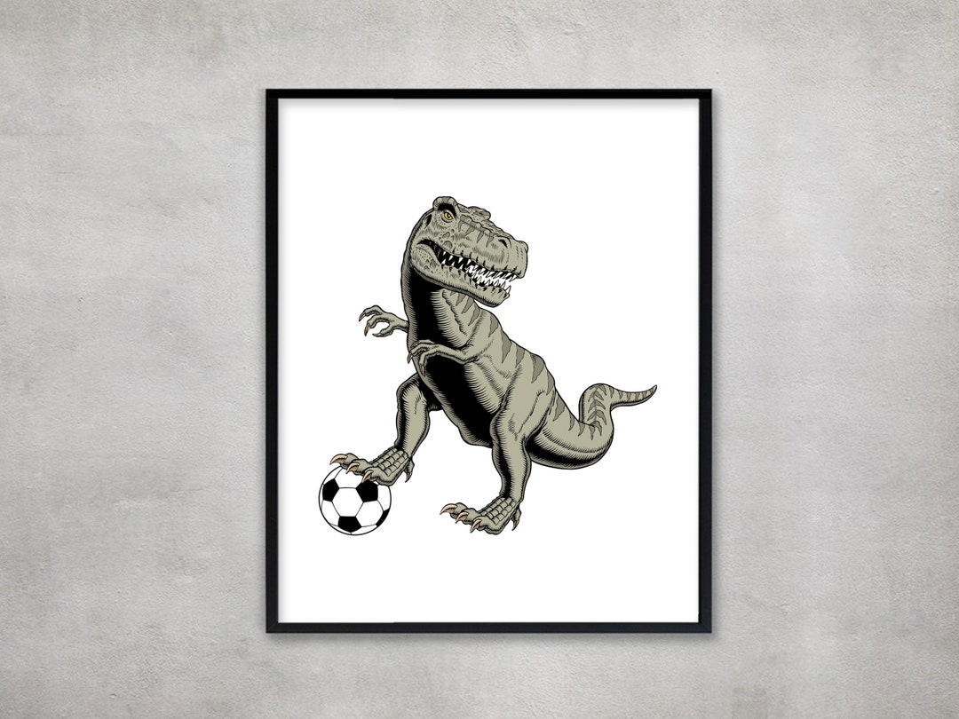 Soccer Print Dinosaur Playing Football Sport Poster Gift Custom ...
