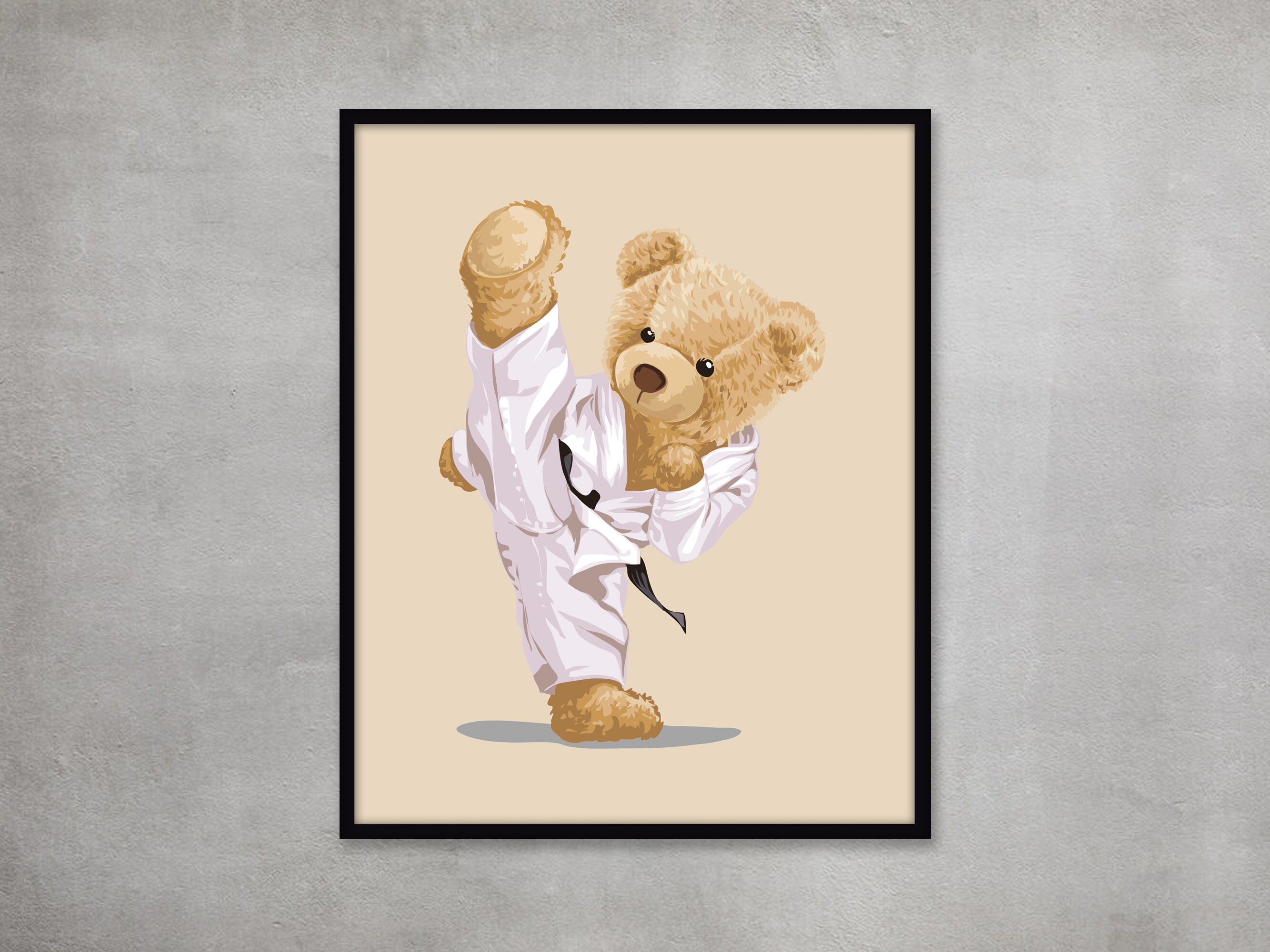 Martial Art Print Cute Bear Playing Karate Sport Poster Gift Custom ...