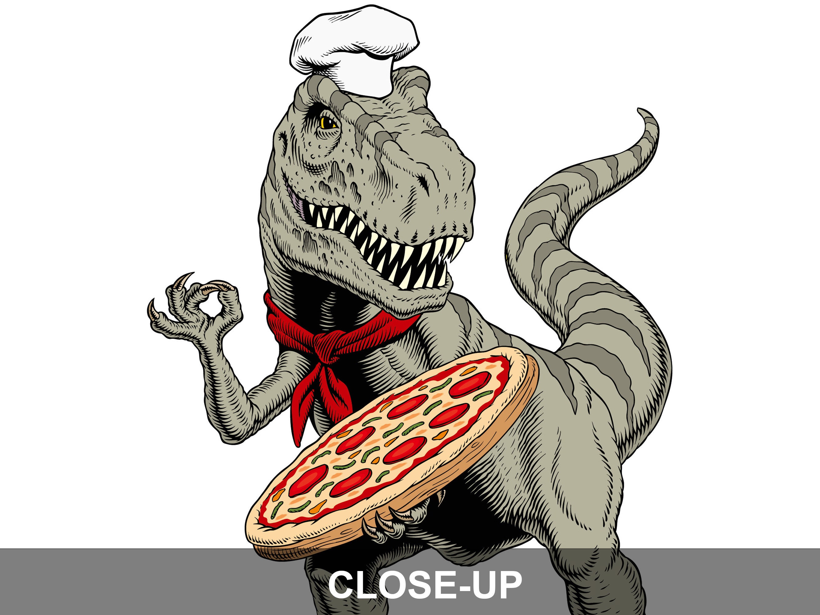 Gifted Dinosaur Pizza Chef Print Gift Kitchen Decor Print Gift for ...