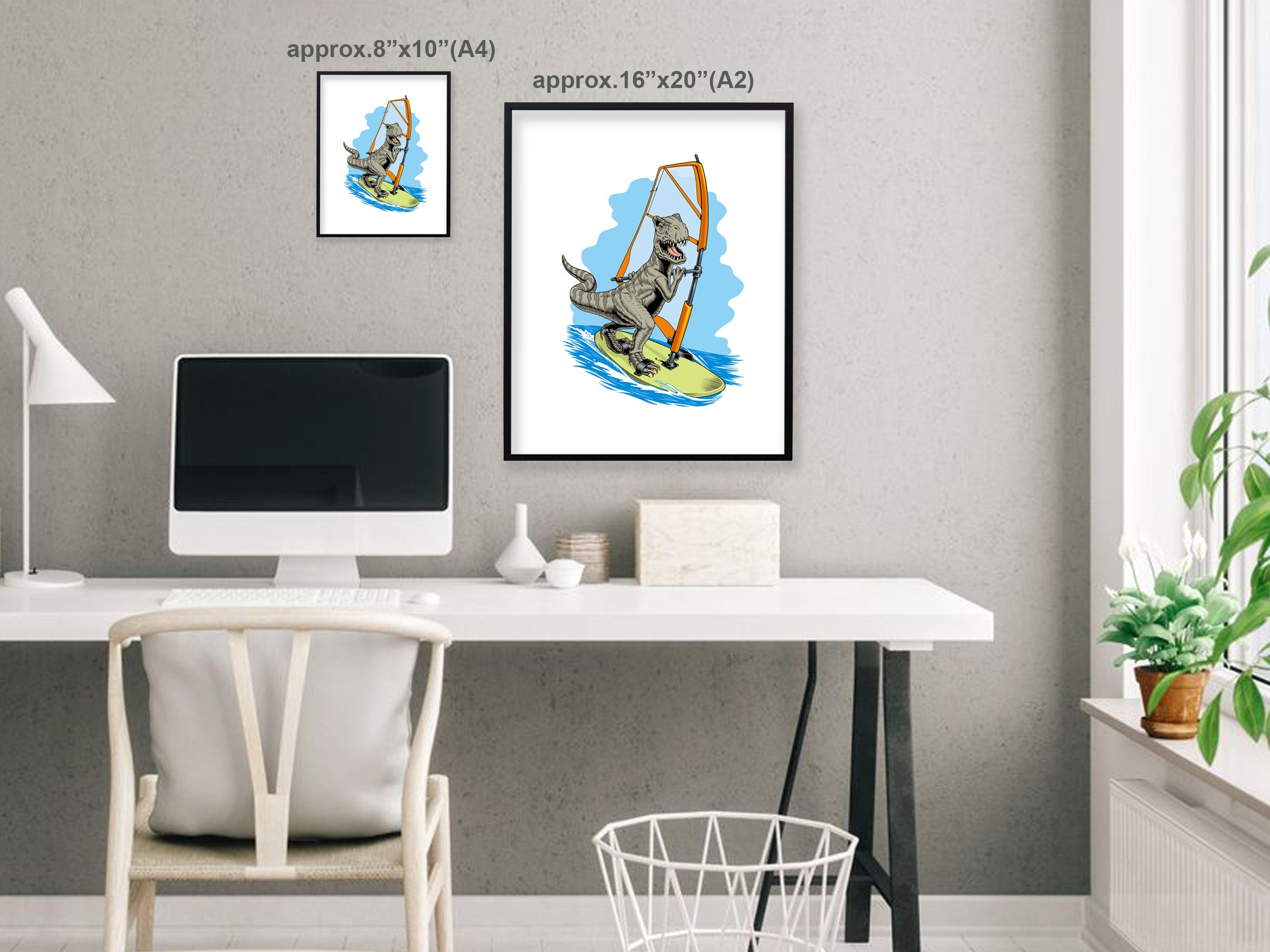 Ocean Sport Print Dinosaurio Windsurf Custom Water Sport Poster Gift T ...