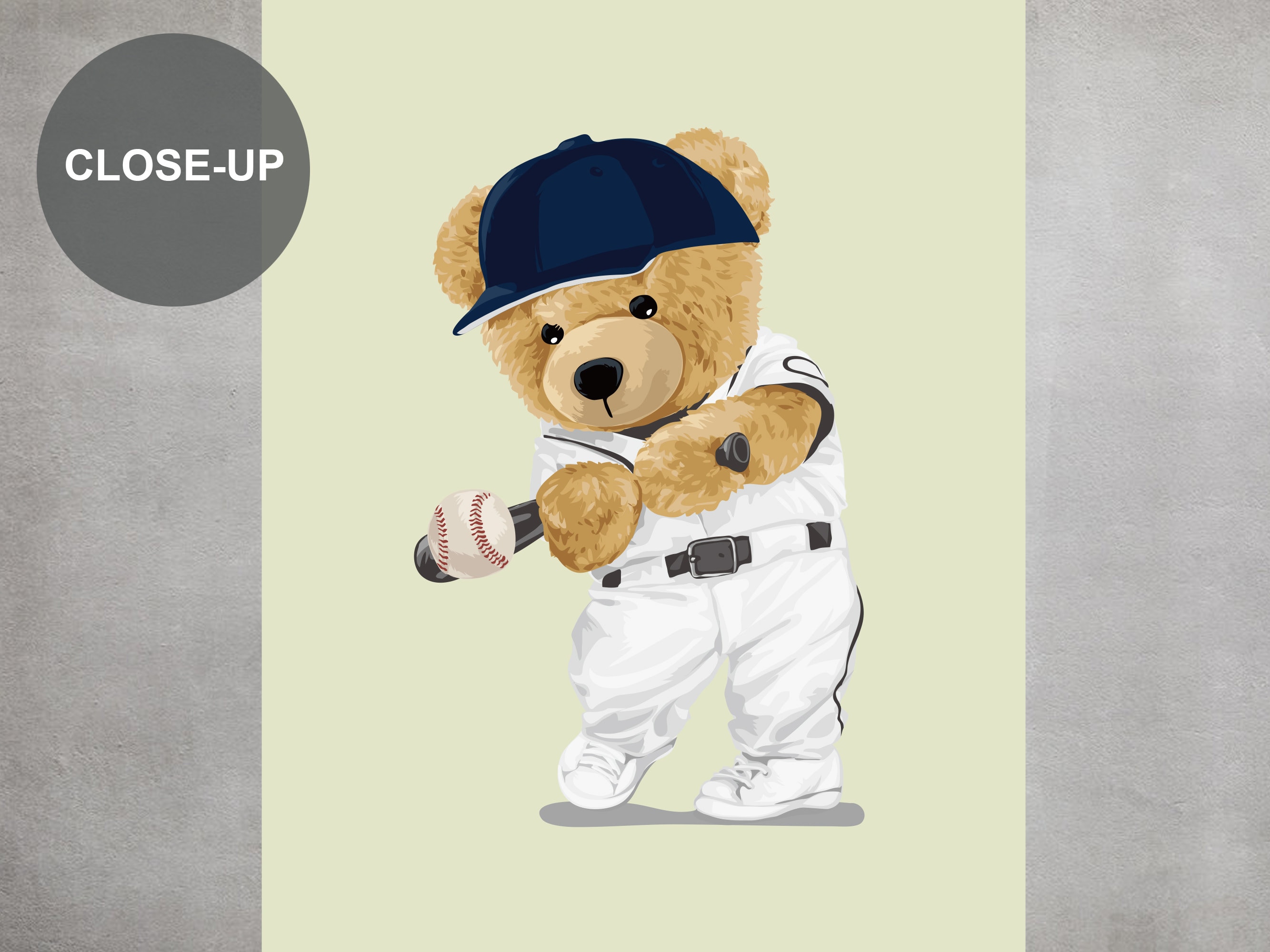Baseball Sport Poster Cute Bear Playing Baseball Print Kid Room Decor ...