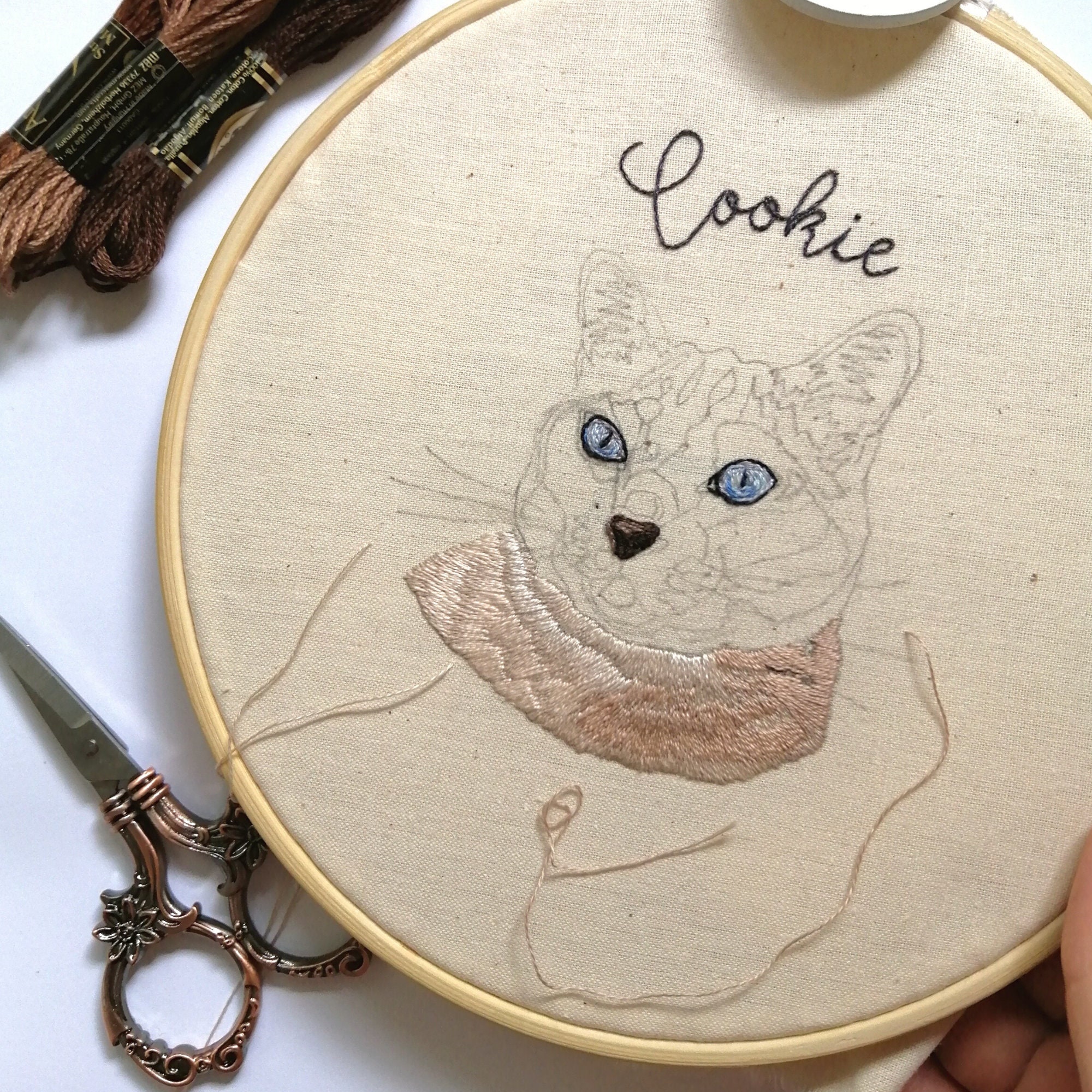 Embroidered Cat Portrait. Custom Portrait Cat Lover Gift Pet - Etsy