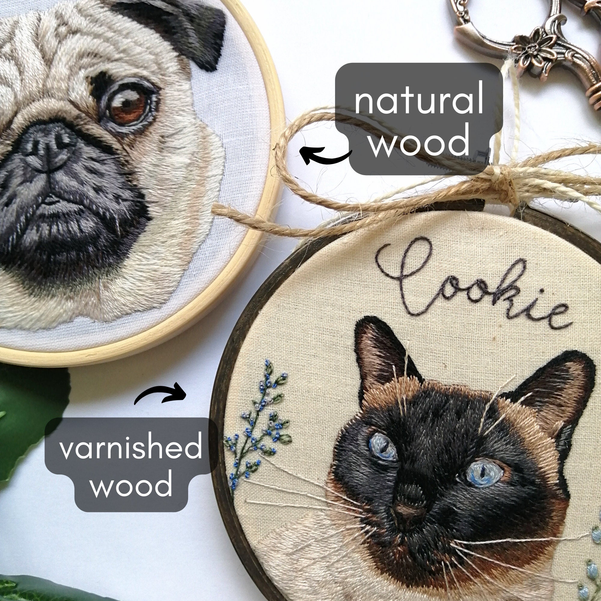 Embroidered Cat Portrait, Custom Pet Portrait, Cat Embroidery, Cat ...