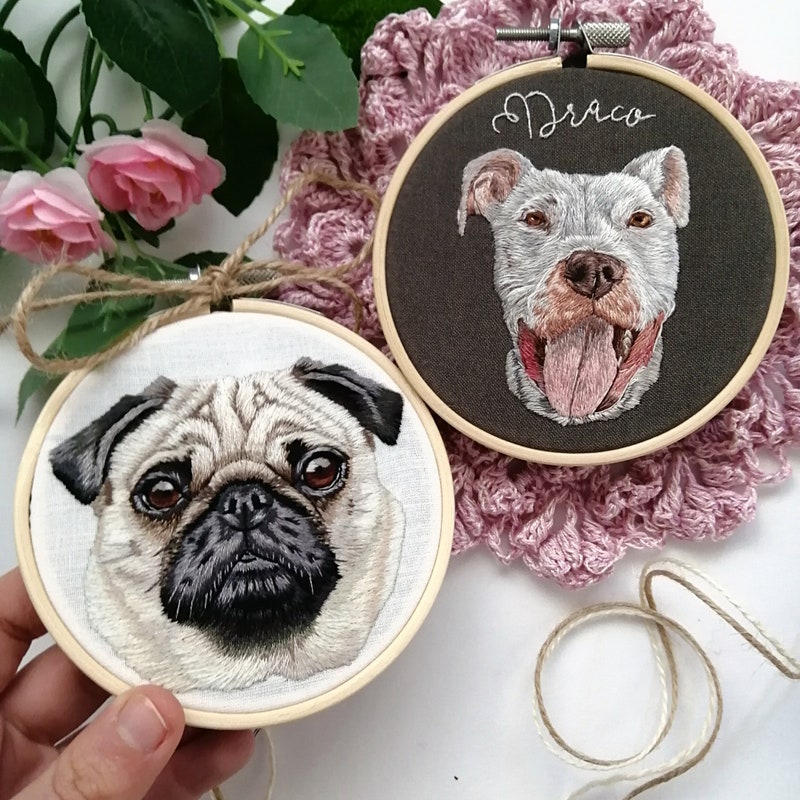 Embroidered Dog - Etsy