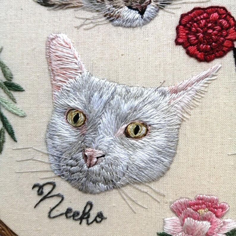 Embroidered Cat Portrait Custom Pet Portrait Cat Embroidery - Etsy
