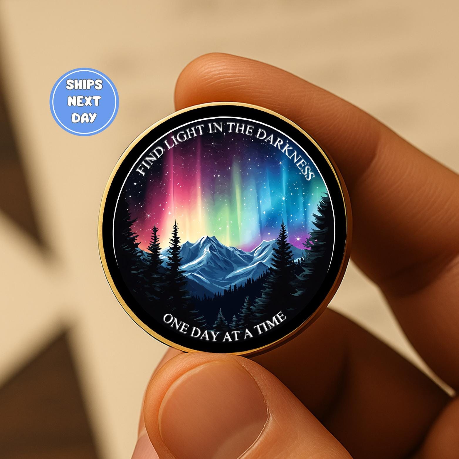 Personalized Sobriety Coin Any Year | Northern Lights AA Chip | Custom ...