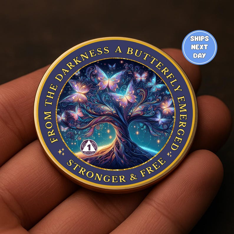 Personalized Sobriety Coin Any Year | Butterfly AA Chip | Custom ...