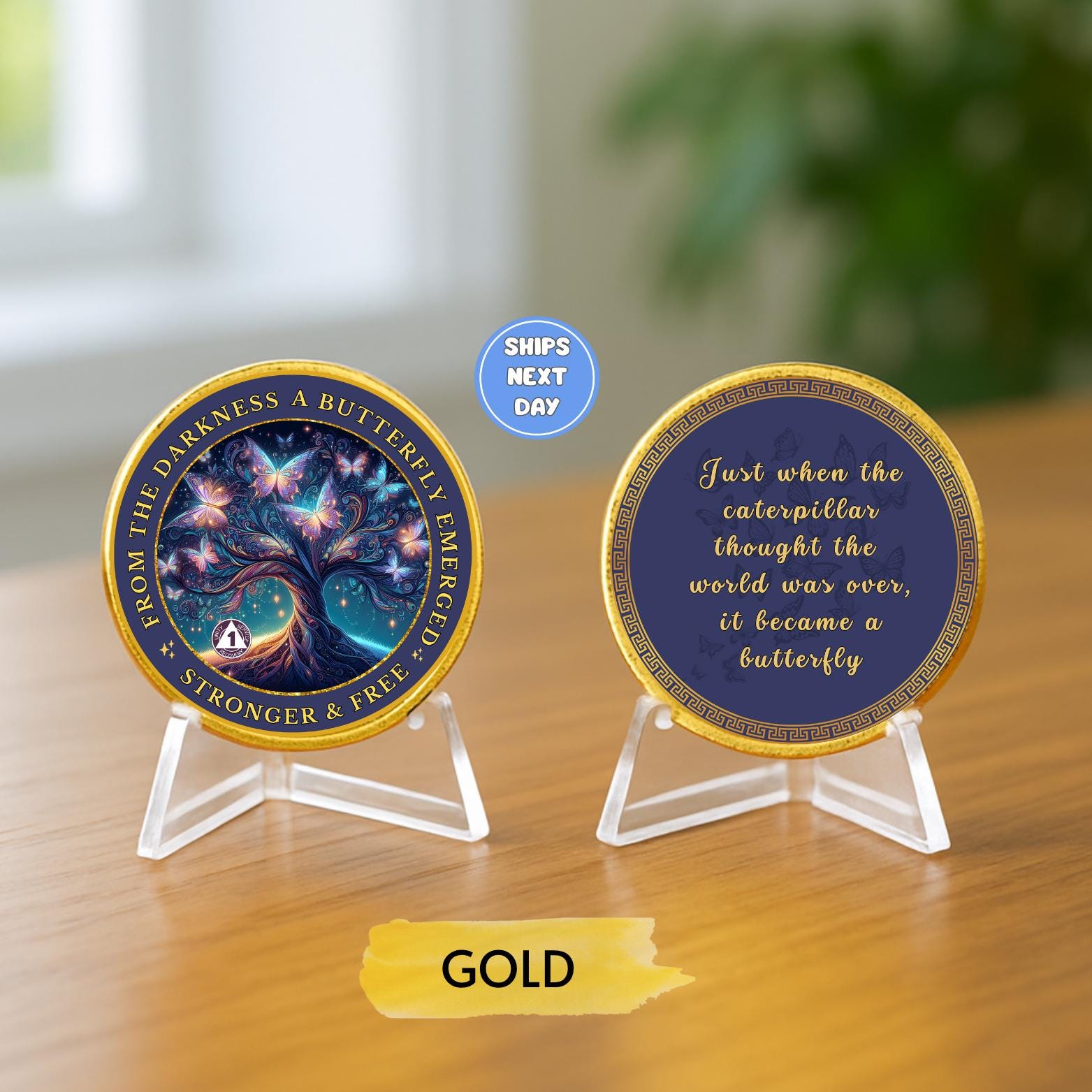 Personalized Sobriety Coin Any Year | Butterfly AA Chip | Custom ...