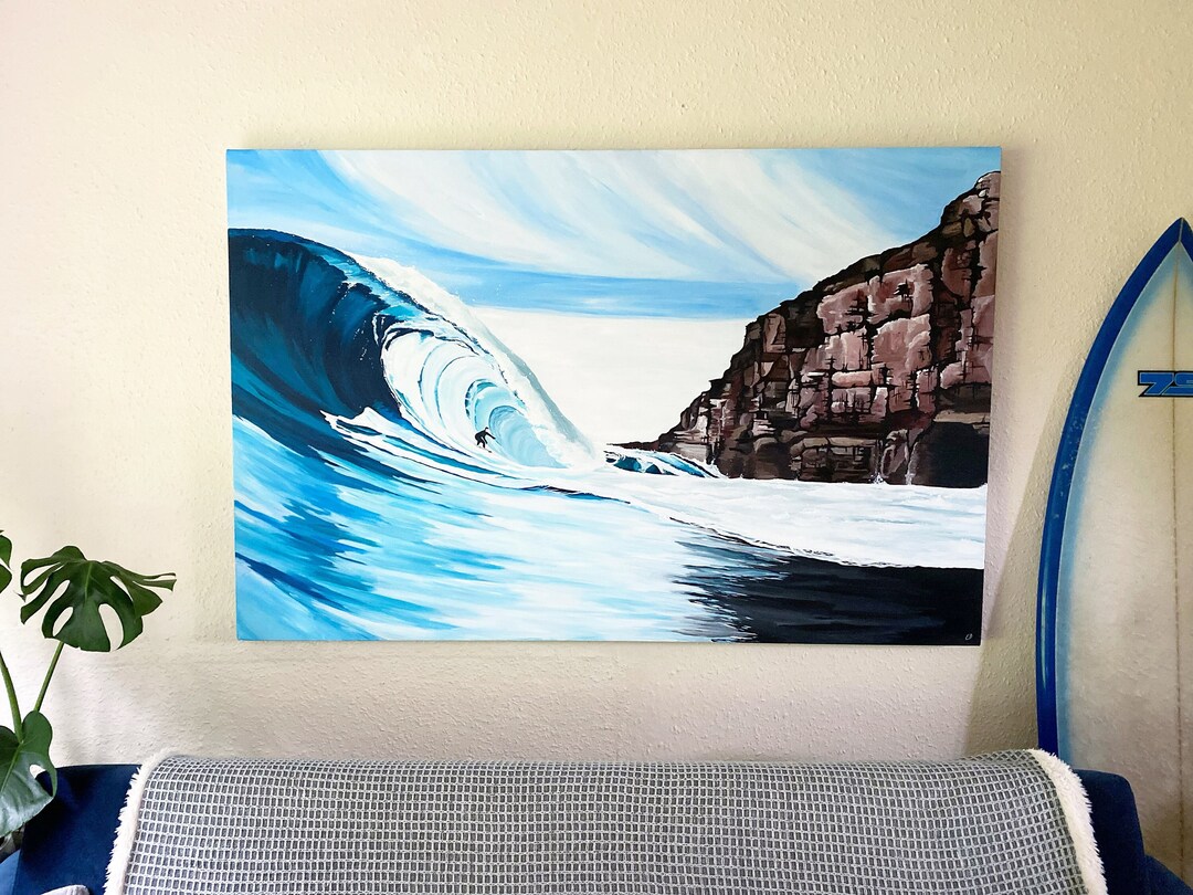 Salt Stone 4ft X 6ft Deep Edge Canvas Acrylic Wave/surf Painting - Etsy