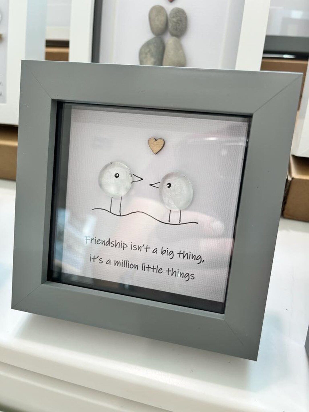 Friends Pebble Picture, Quirky Gift for Friend, Glass Pebble Picture ...