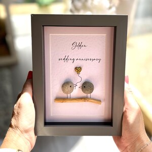 Golden Wedding Anniversary Gift, Pebble Picture, Anniversary Present ...