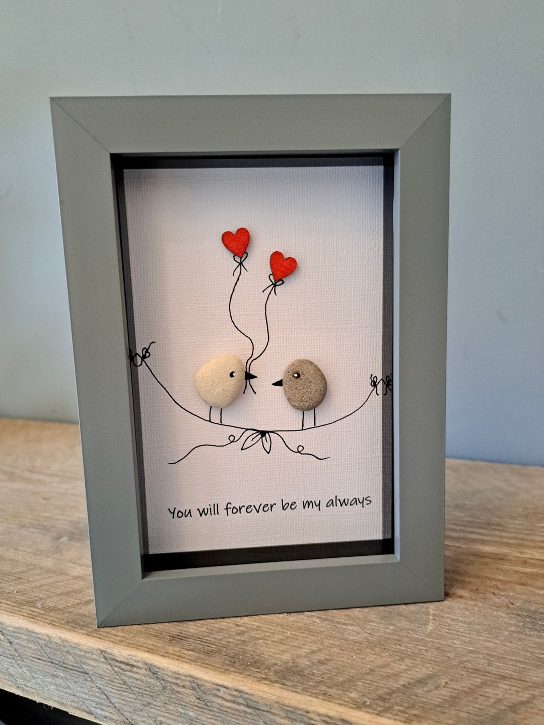 Romantic Pebble Art Picture, Handmade Gift for Loved One, Love Gift ...