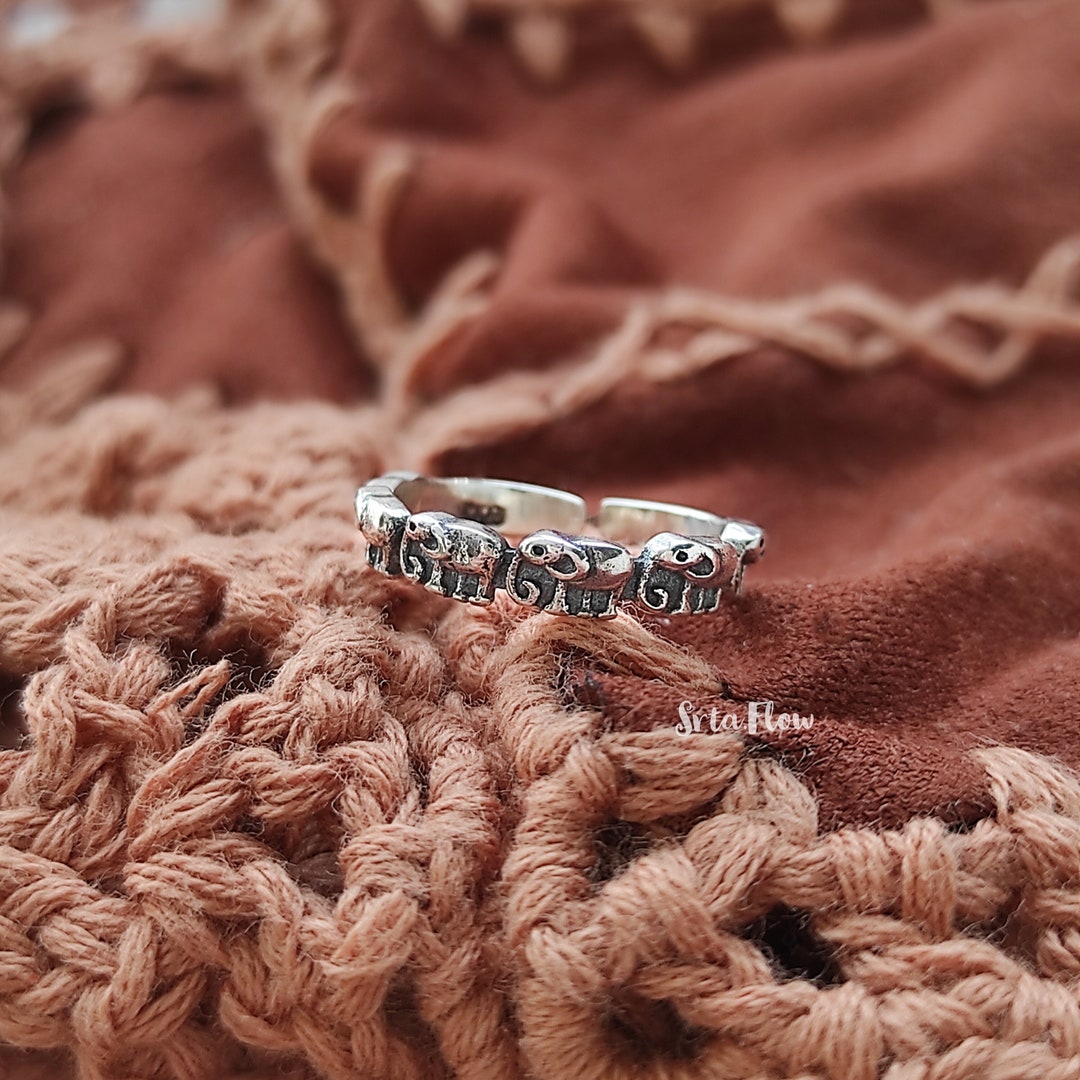 Elephant Midi Ring, Solid Silver Elephant Midi Ring, Ring for Toe ...