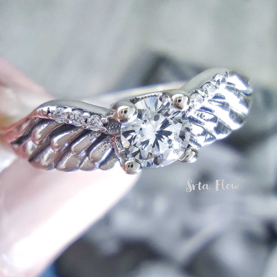 Winged 925 Sterling Silver Ring, Angel Silver and Cubic Zirconia Ring, Phoenix Bird Silver Ring ...