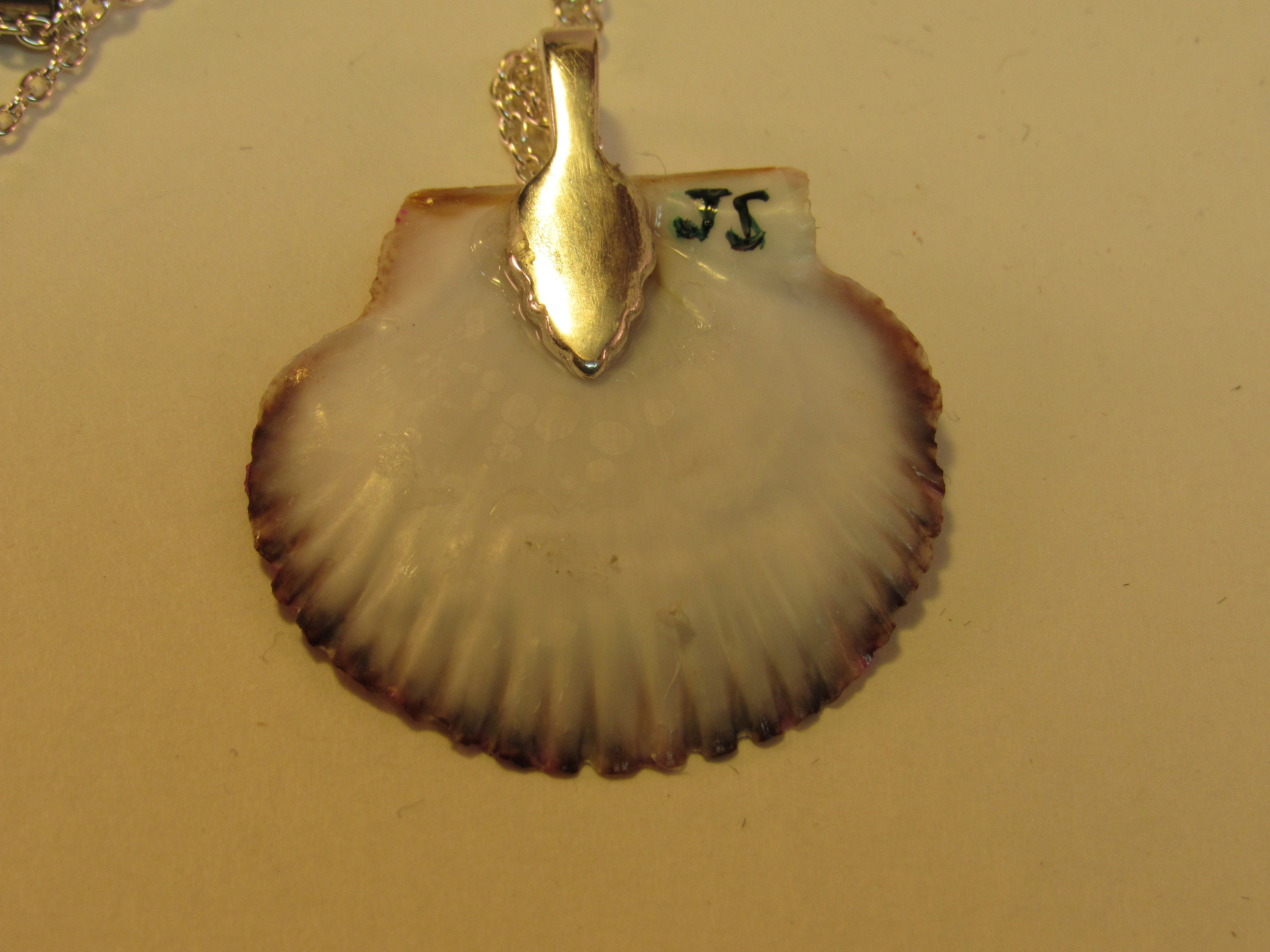 Hand Painted Shell Pendant Necklace, Rainbow Clouds, Original Signed ...