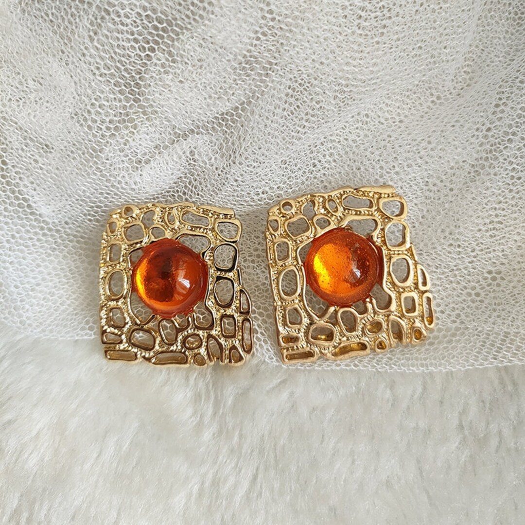 JEWELED Earrings Square Stud Vintage Antique Studs - Etsy