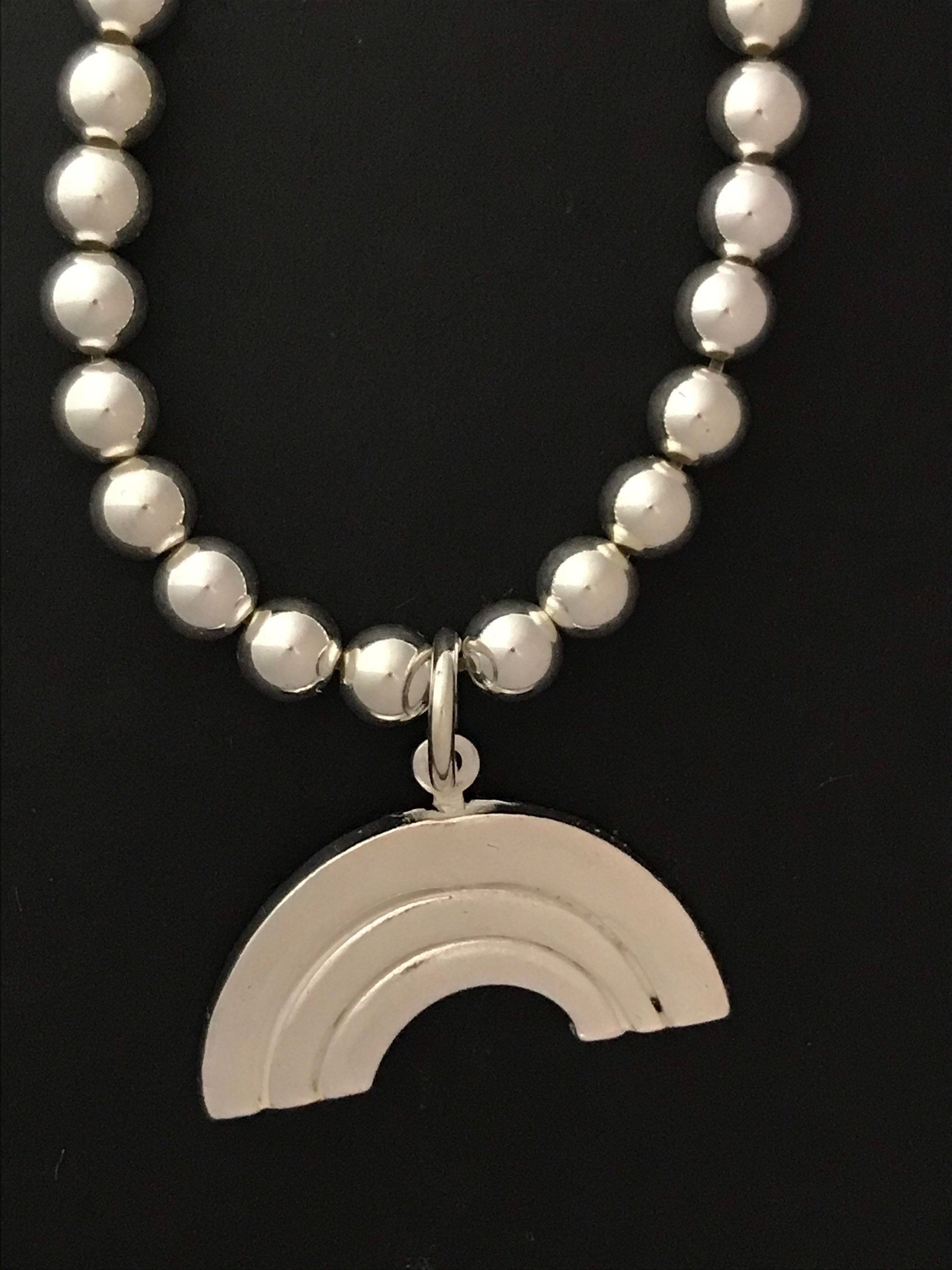 Rainbow Charm Bracelet on Sterling Silver Beaded Stretch Bracelet ...