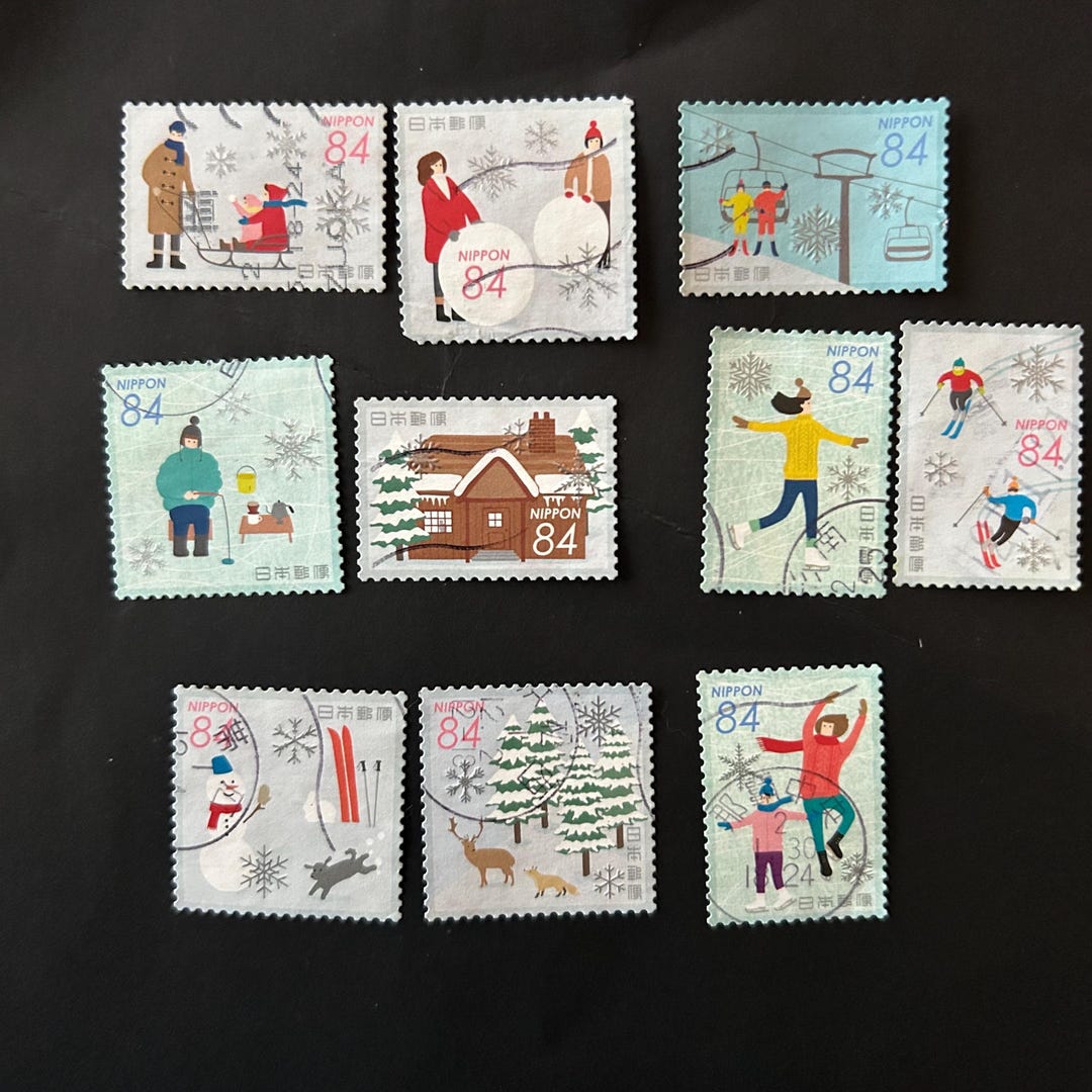 10x Japan Winter Activities Stamps Japanese Postage Stamps for TN ...