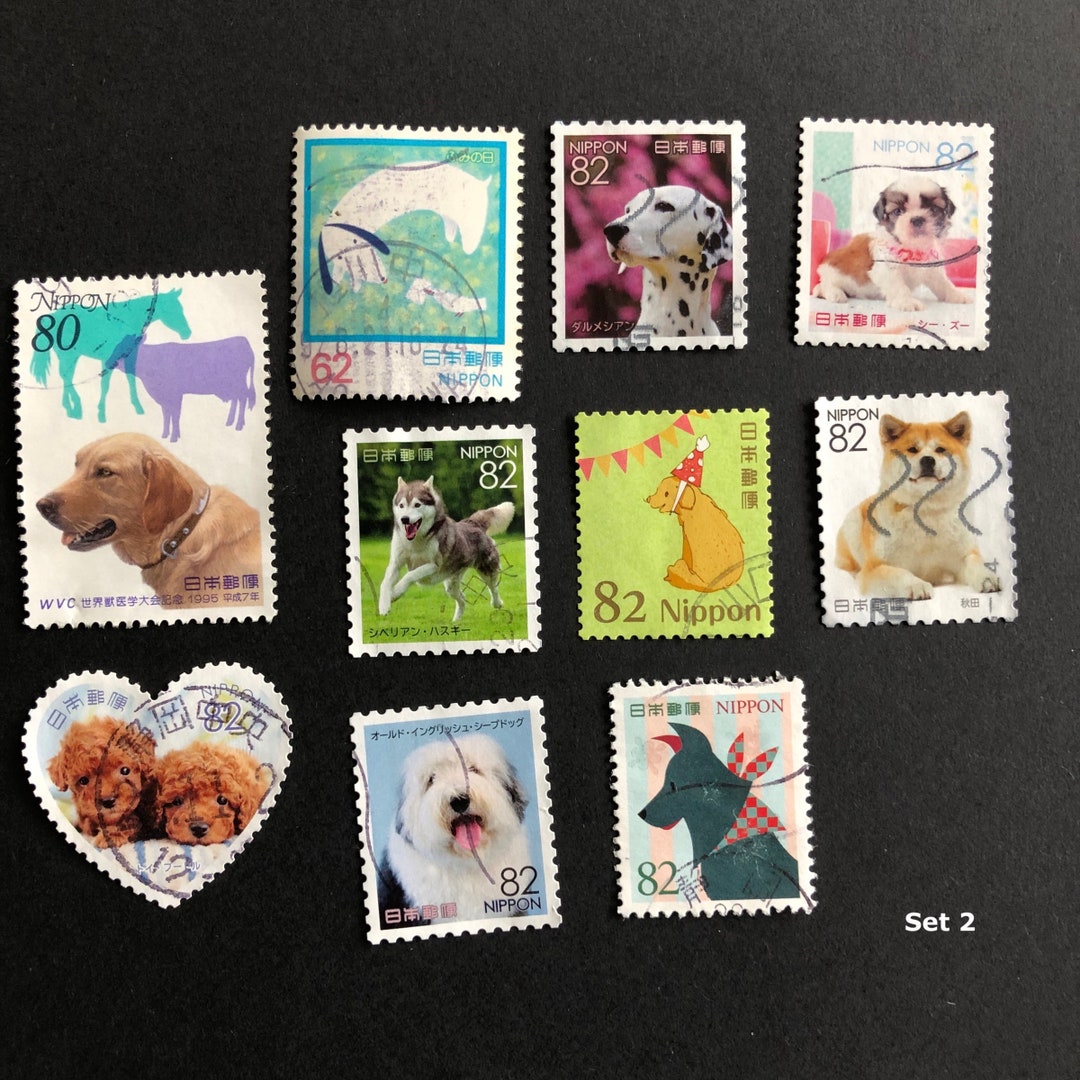 10 X Dogs Postage Stamps - Japanese Postage Stamps - Pets Animals - for ...