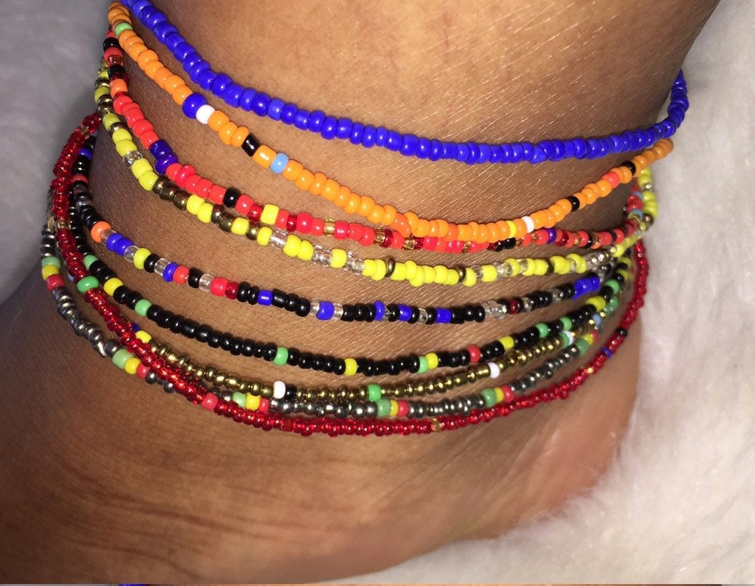 African Seed Bead Anklets, Beautifull and Colorfull Sommer & Beach Wear ...