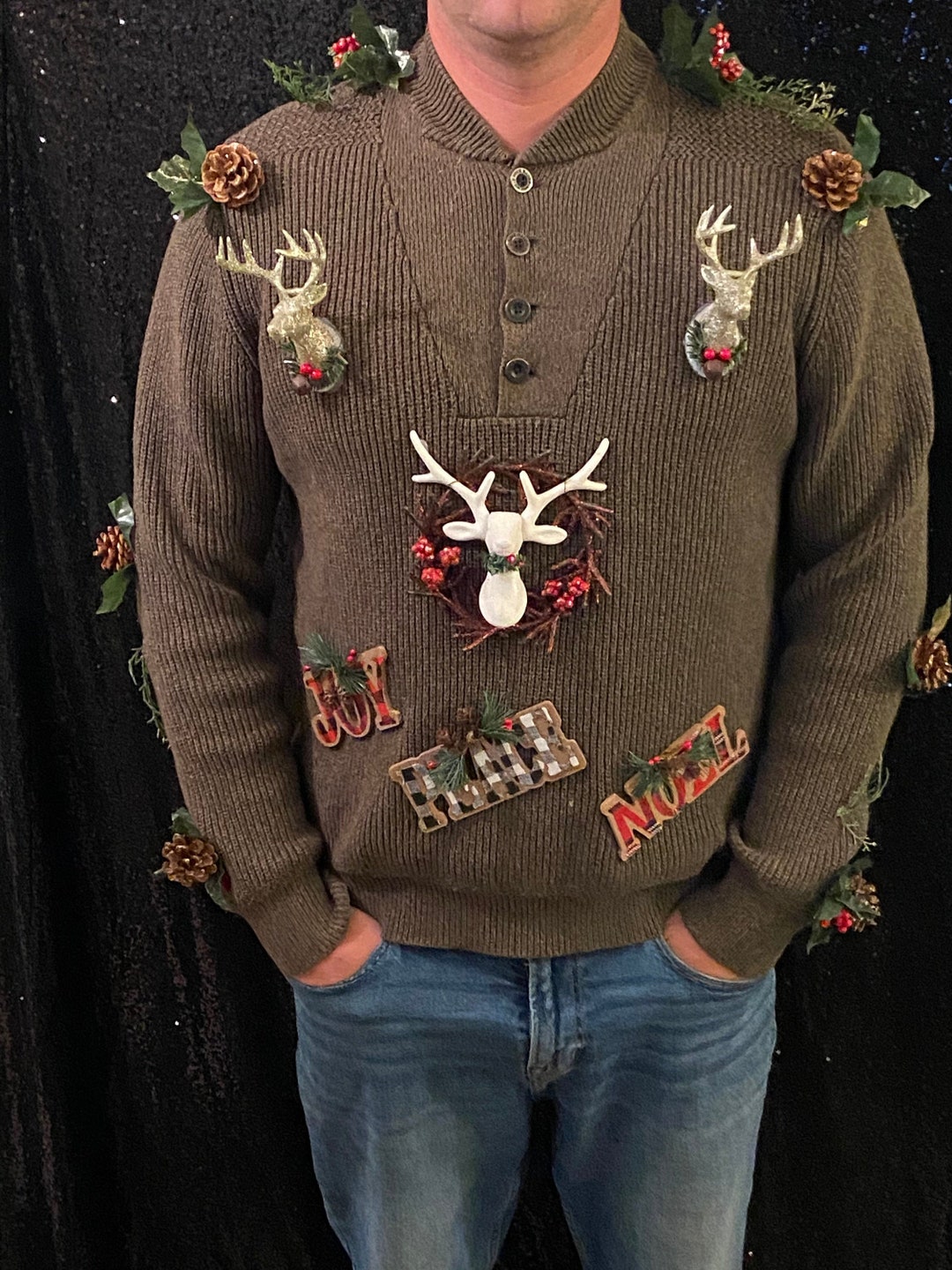 Rustic Reindeer Boobs - Men's Size Large, Homemade Tacky Ugly Christmas ...