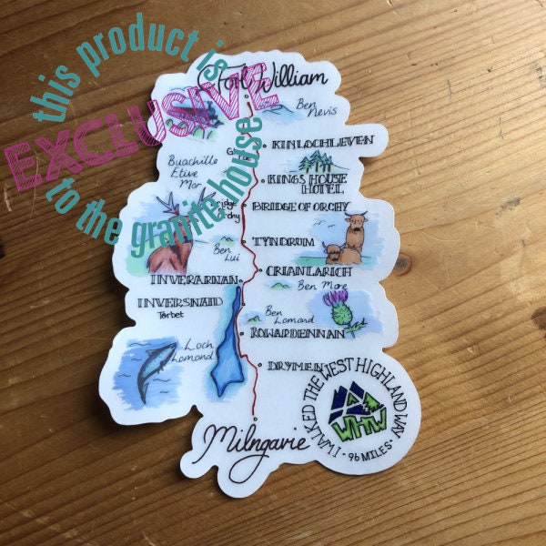 WHW West Highland Way Sticker Hand Drawn Route Map Milngavie | Etsy
