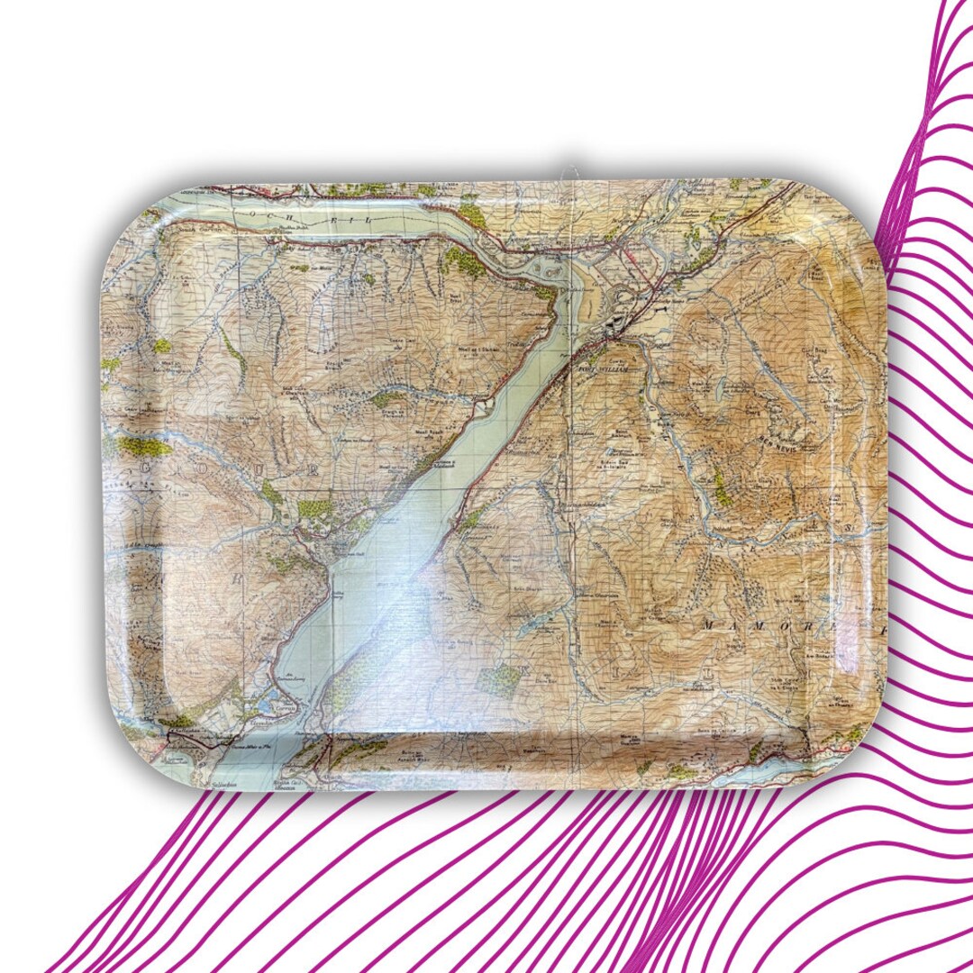 Fort William Tray Vintage 1959 Map of Ben Nevis OS Map Old ARY Trays ...