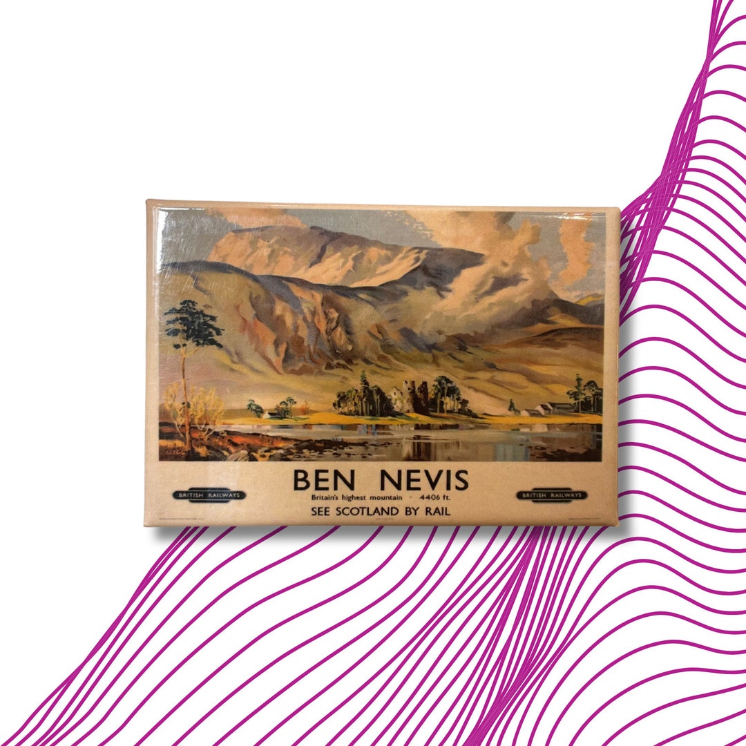 Ben Nevis Magnet Western Highlands Railway Poster See Scotland by Rail ...