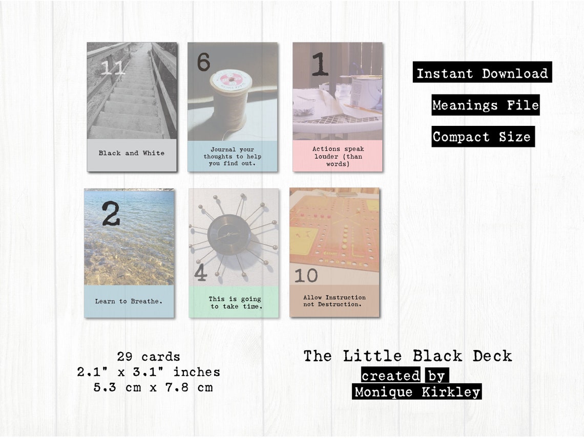 Little Black Deck Oracle Printable Pictures 29 Cards PDF - Etsy