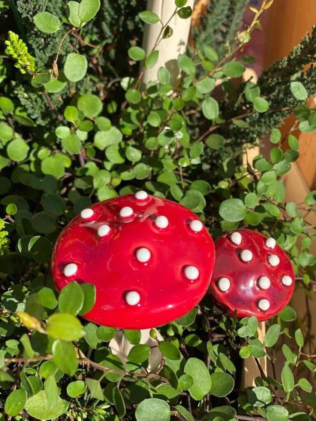 Mushroom - Small and Large Ceramic Mushrooms on a Solid Metal Rod - Etsy