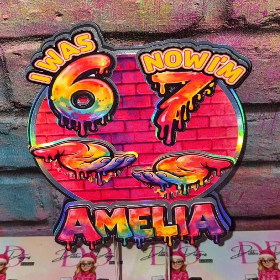 Personalized Graffiti Cake Topper | 6th to 7th Birthday Decor - Etsy