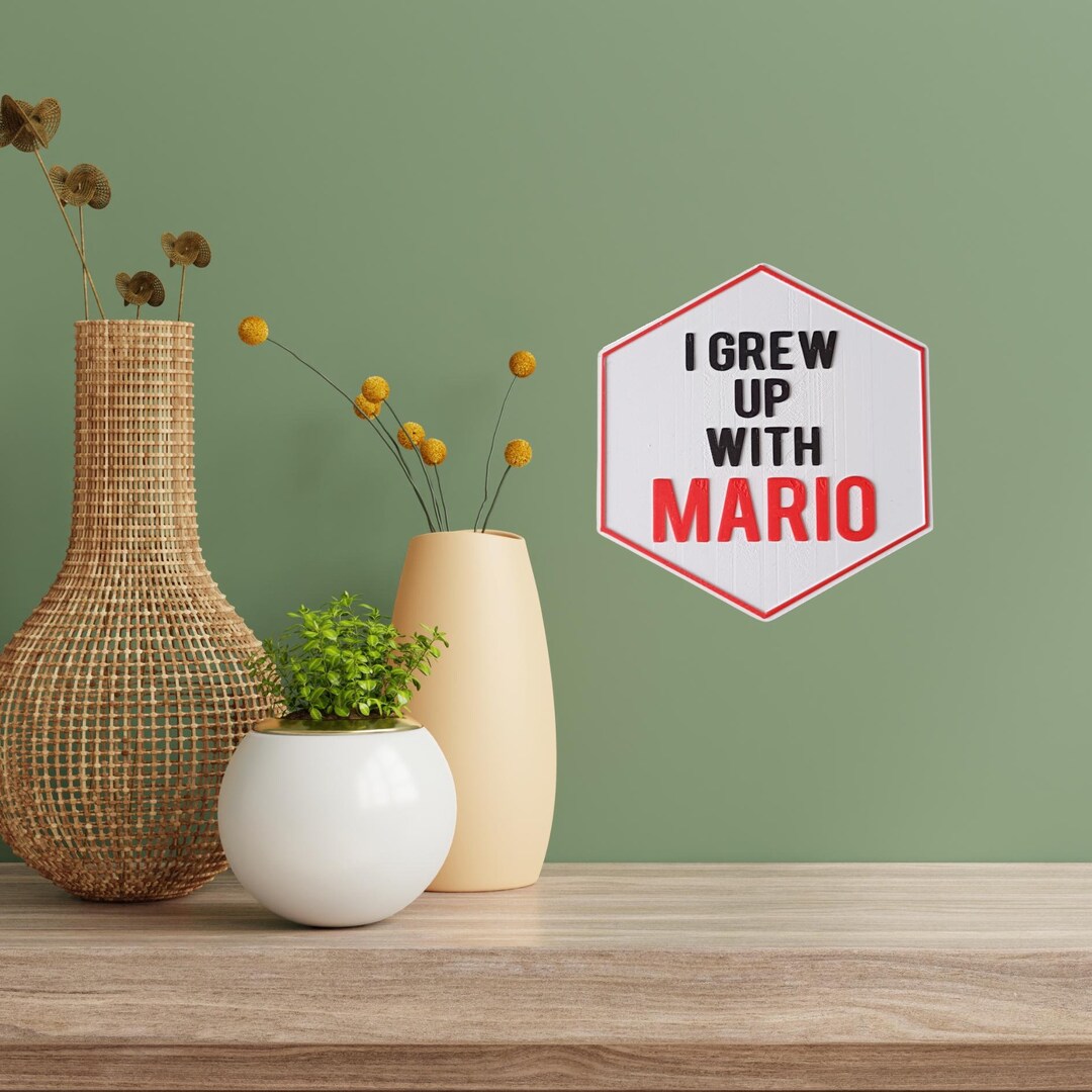 I Grew up With Mario - Wall Tile Sign for Gamers, Gaming Room, Present ...