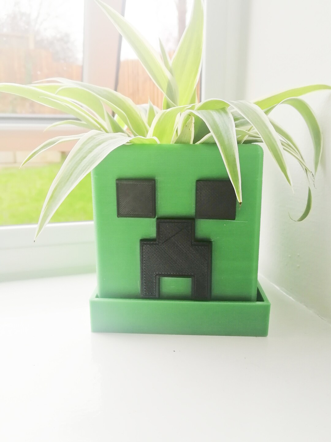 Minecraft Creeper Plant Pot With Drainage - Green & Black - Etsy