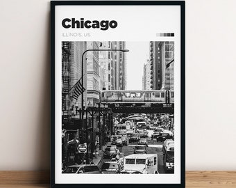 Chicago Poster / Vintage City Poster / Retro Wall Decor / - Etsy