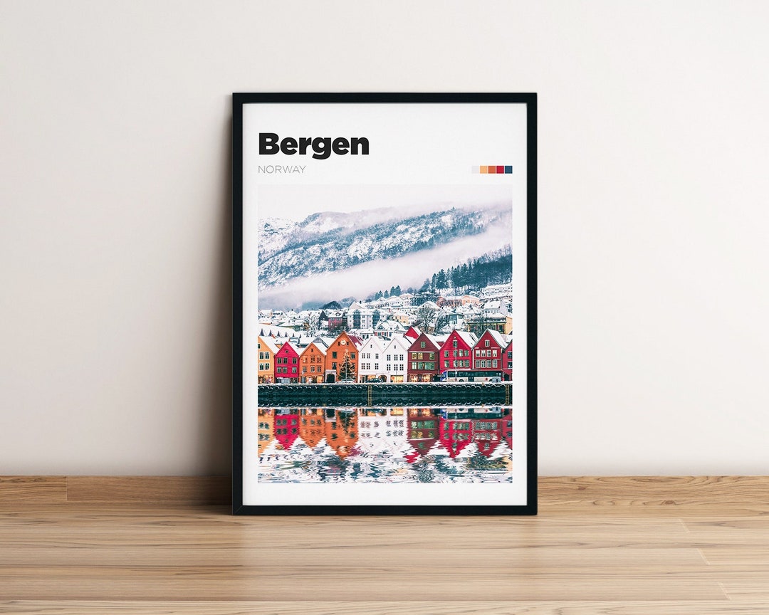 Bergen Poster Design Travel Photography Art Norway Wall Art City Print ...