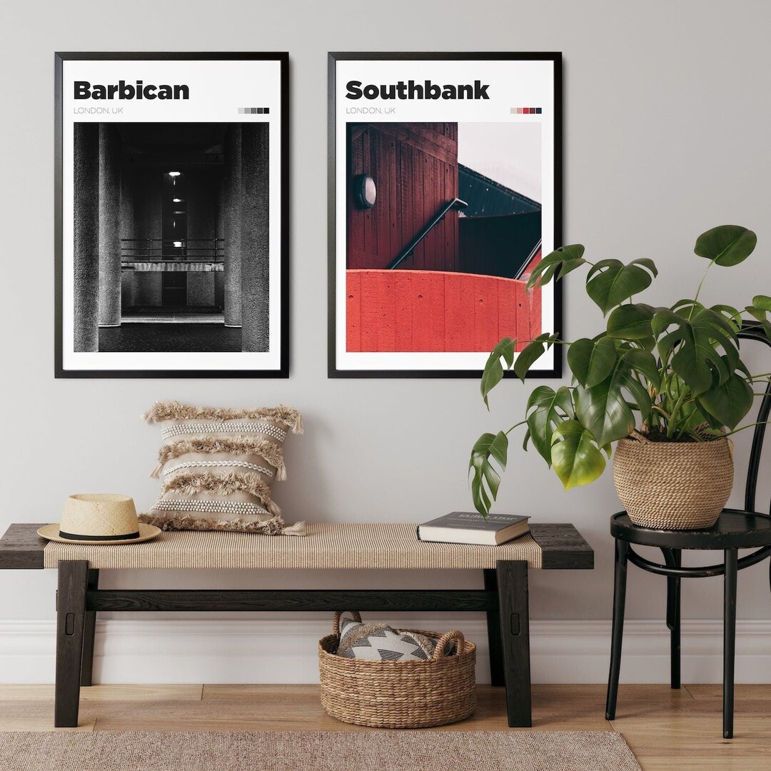 SET OF 2 Travel Prints Barbican & Southbank City Poster London Art ...