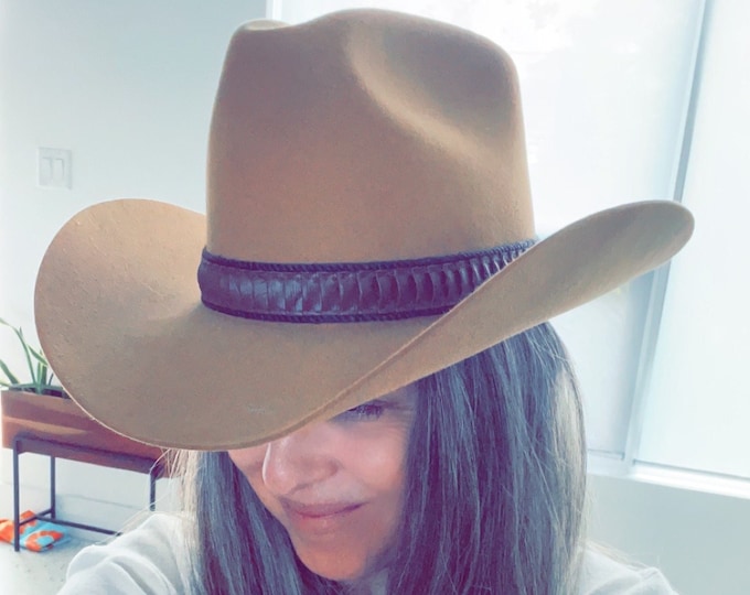Vintage Stetson 4X Beaver Felt Cowboy Hat in Tan With Braided Band and ...