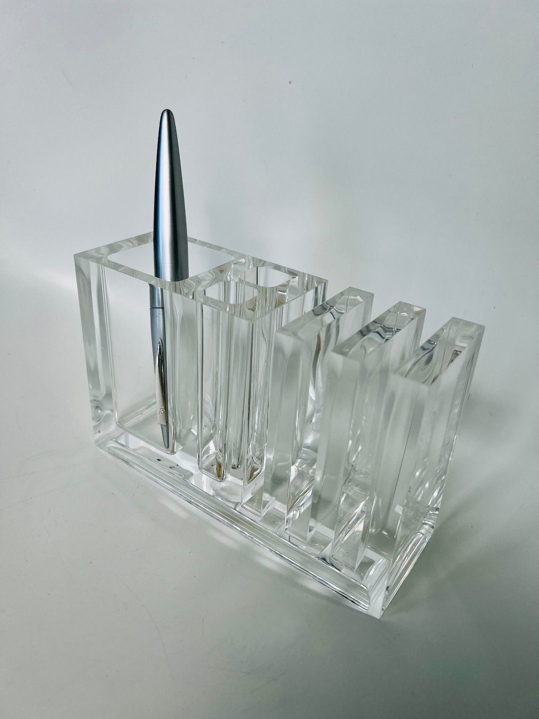 GUZZINI Lucite Acrylic Desk Pen Organizer Italian Design 1980s Vintage ...