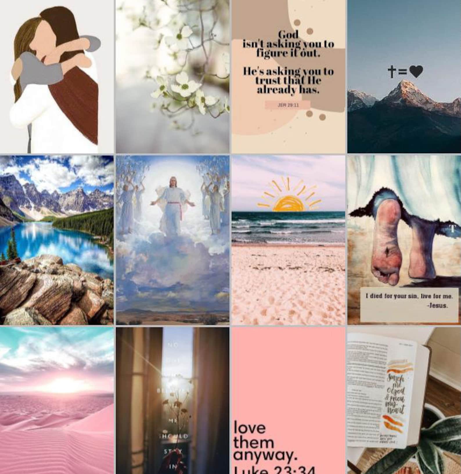 Christian collage kit Religious wall art Aesthetic room decor | Etsy