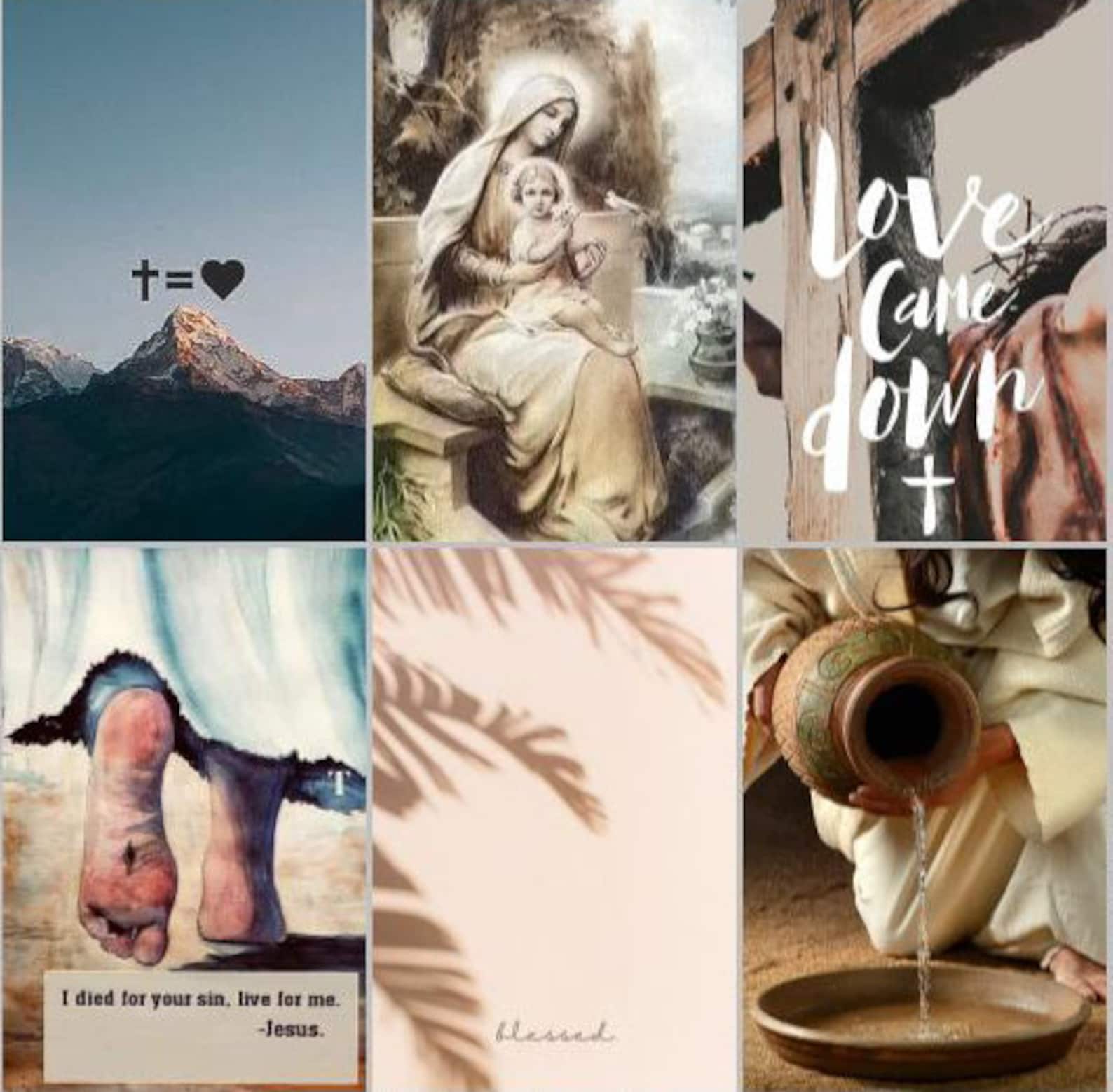 Christian collage kit Religious wall art Aesthetic room decor | Etsy